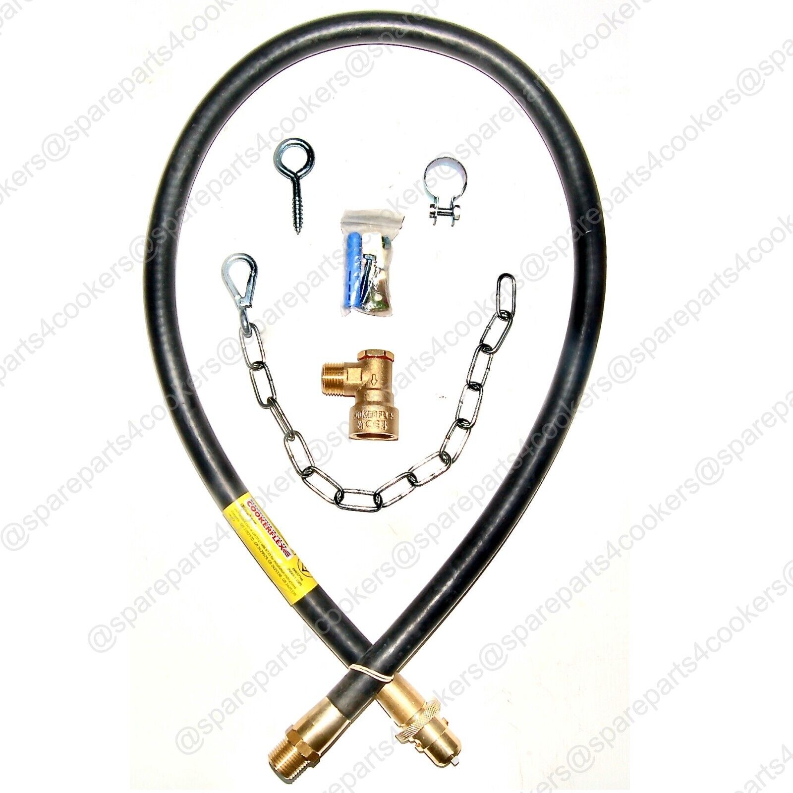 GAS COOKER HOSE 4FT x 1/2" Bayonet NG - BS669-1 + BAYONET + CHAIN ...