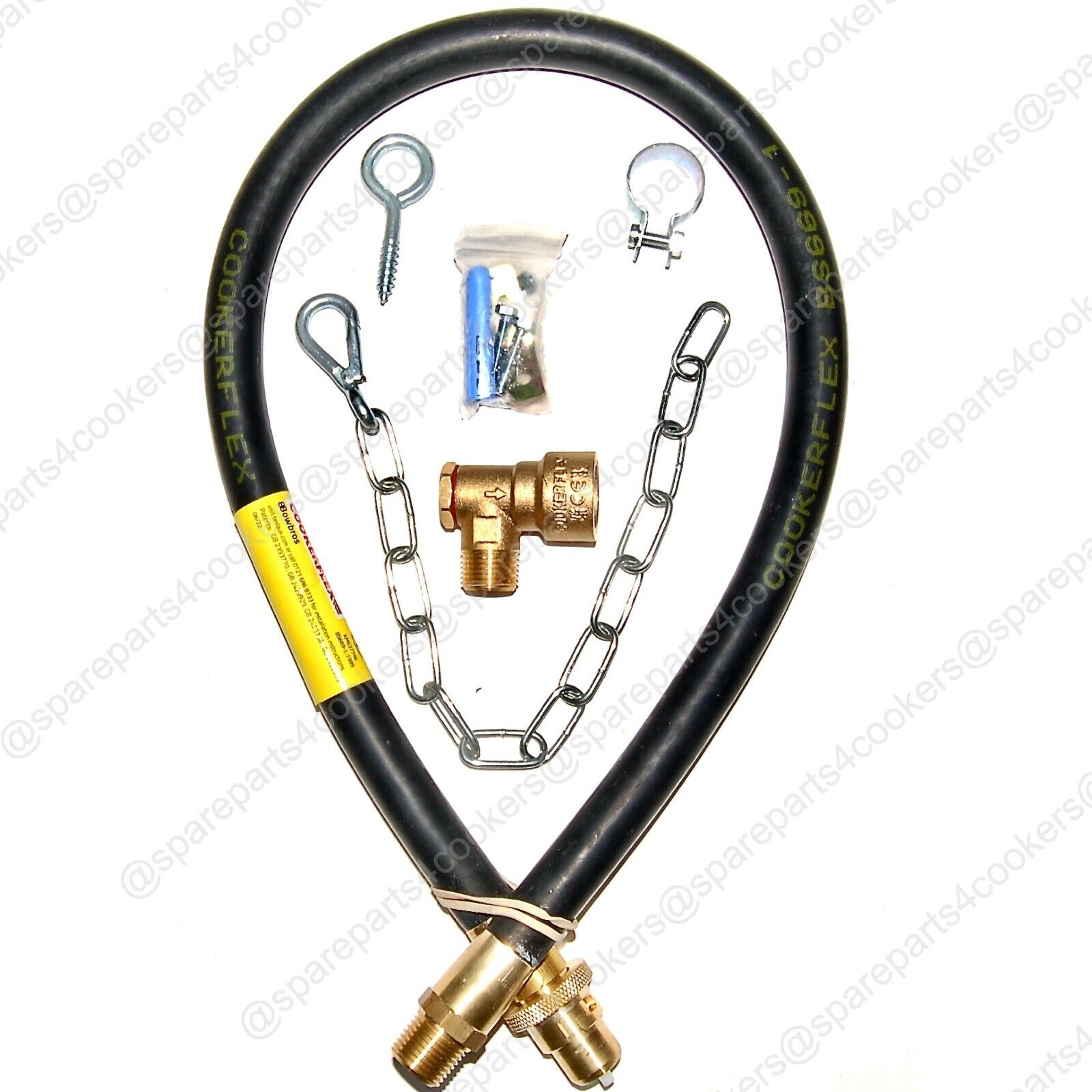 GAS COOKER HOSE 3FT x 1/2" Bayonet NG - BS669-1 + BAYONET + CHAIN ...